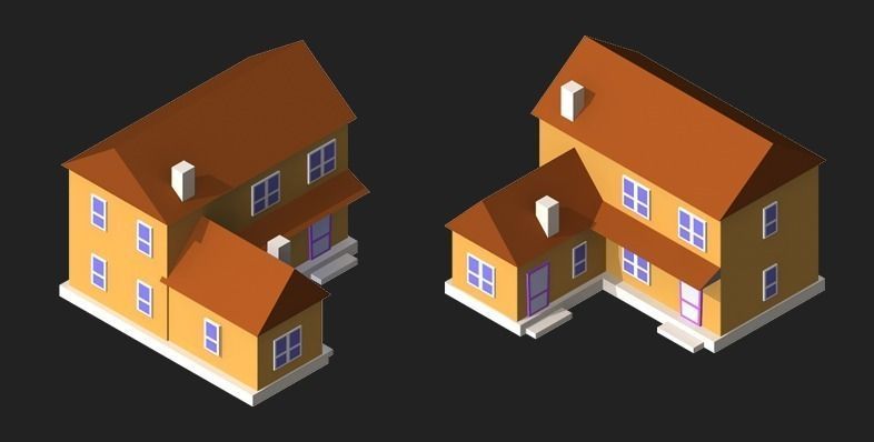 2d Isometric buildings 3D model | CGTrader