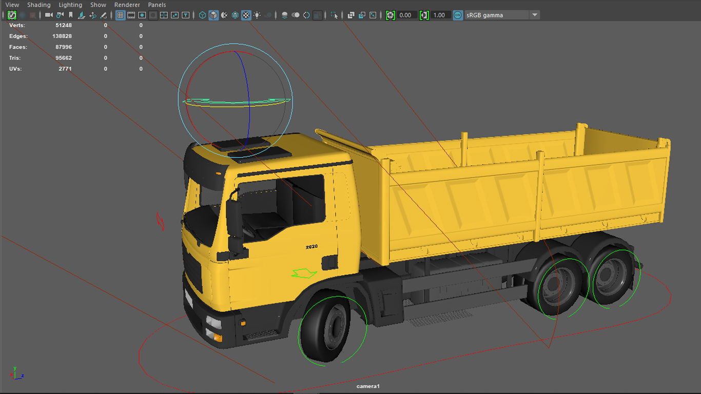 Rigged Lorry Model 3D model rigged | CGTrader