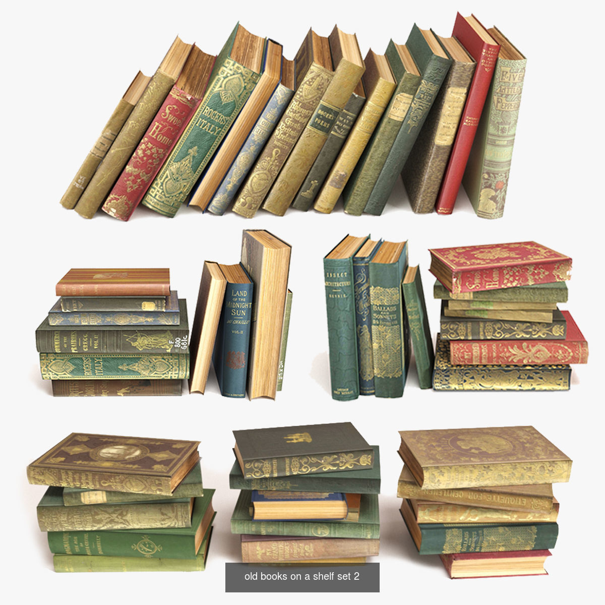 large collection of old books | CGTrader