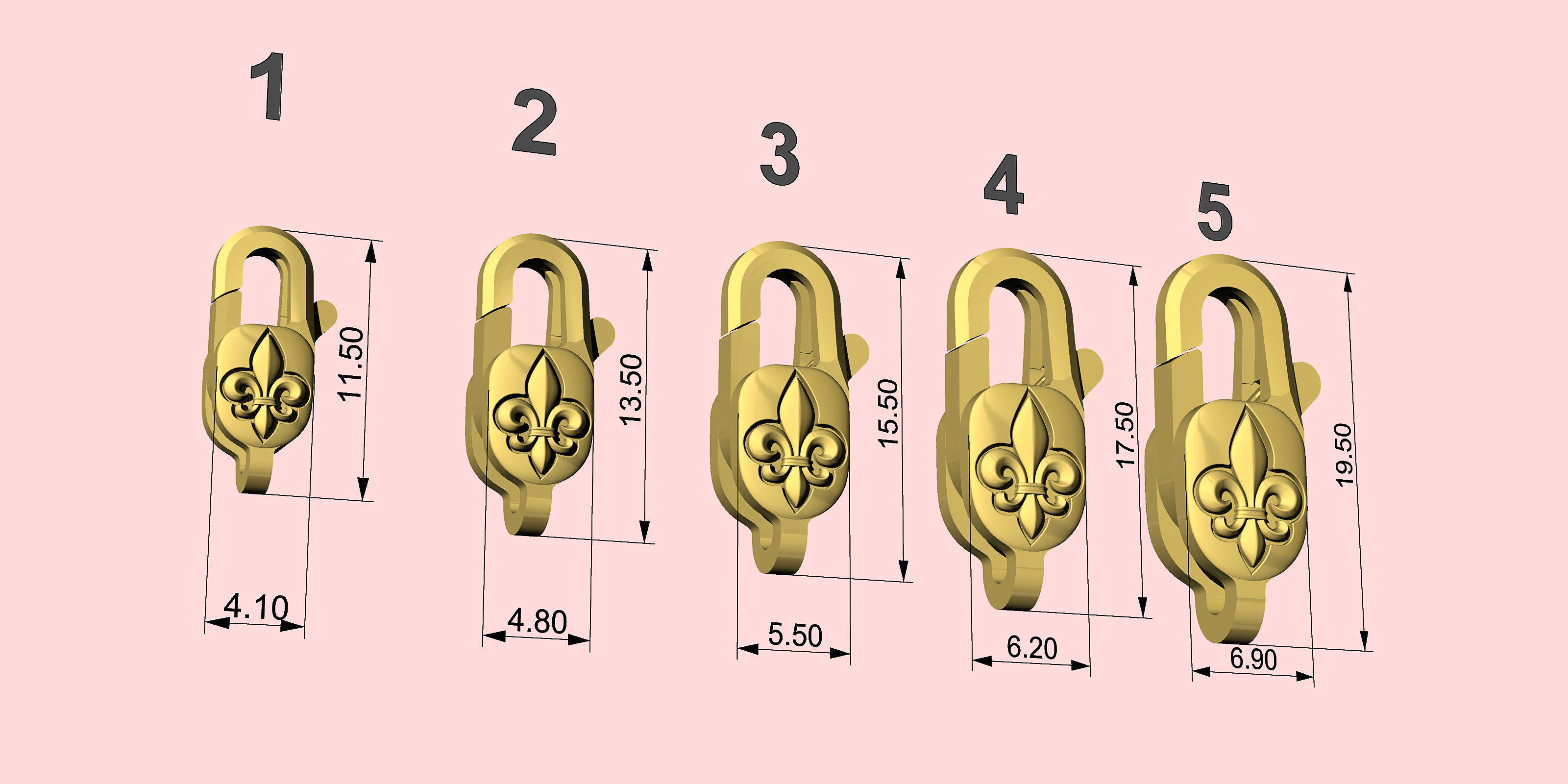 Locks for jewelry chains and bracelets 001 3D model 3D printable | CGTrader