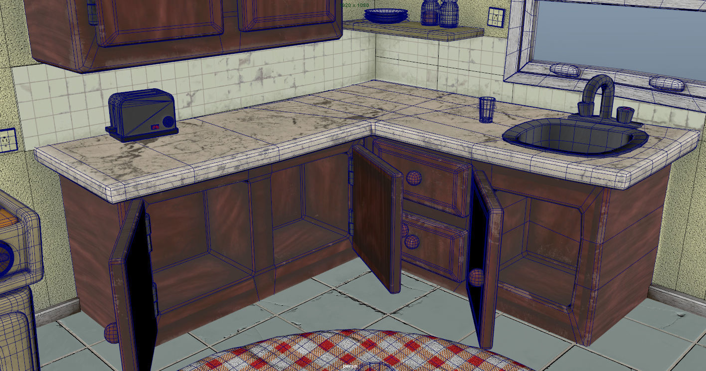 3D model Cartoon Kitchen Layout VR / AR / low-poly | CGTrader