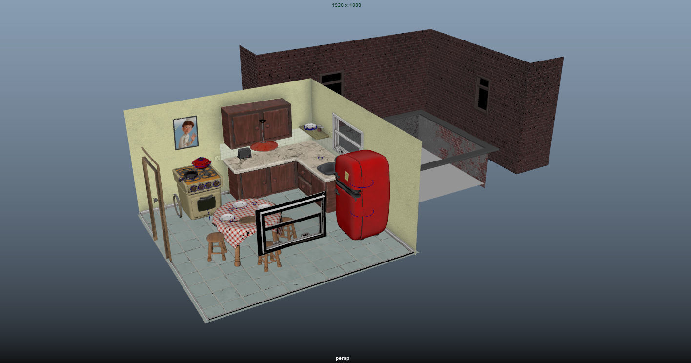 3D model Cartoon Kitchen Layout VR / AR / low-poly | CGTrader