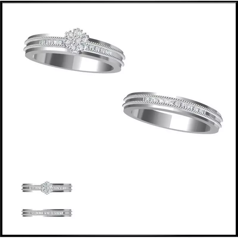JCD Format Unique bridal set rings cad bridal set ring design 3D model ...