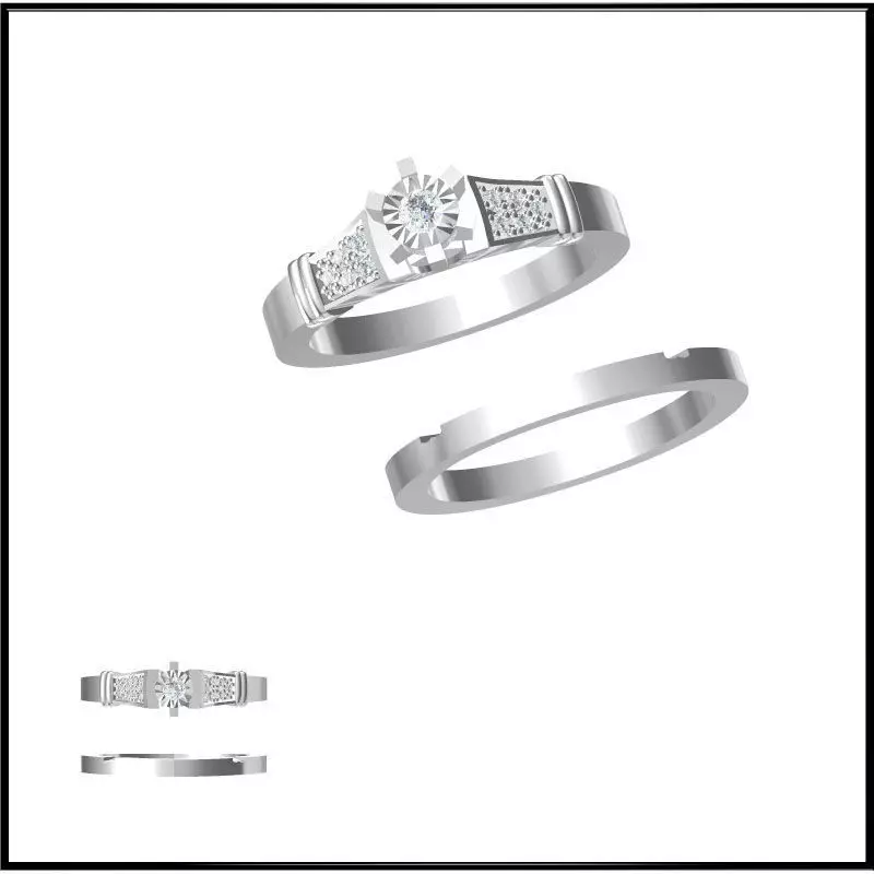 JCD Format Minimalist bridal set rings autocad jewelry 3D model 3D ...