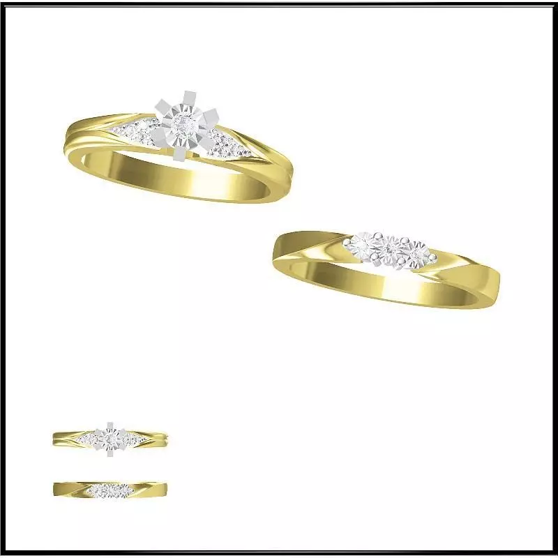 JCD Format Mens bridal set rings autocad jewelry 3D model 3D printable ...