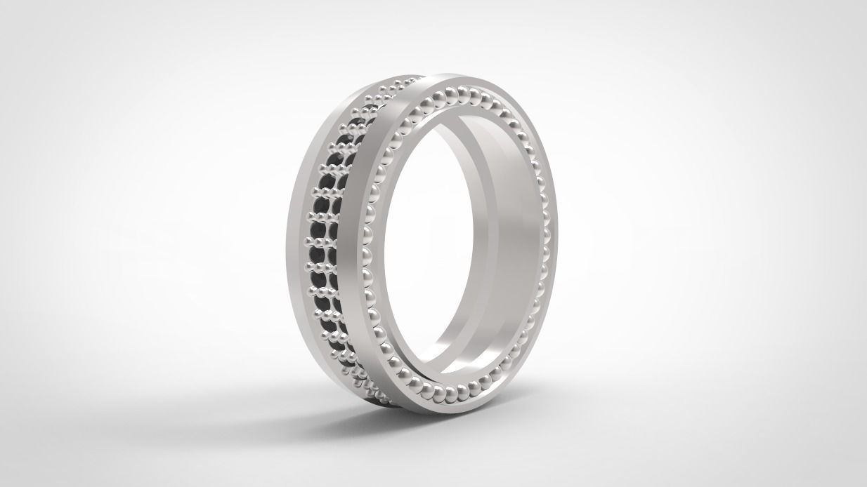Wedding bands double row with diamonds 3D print model 3D model | CGTrader