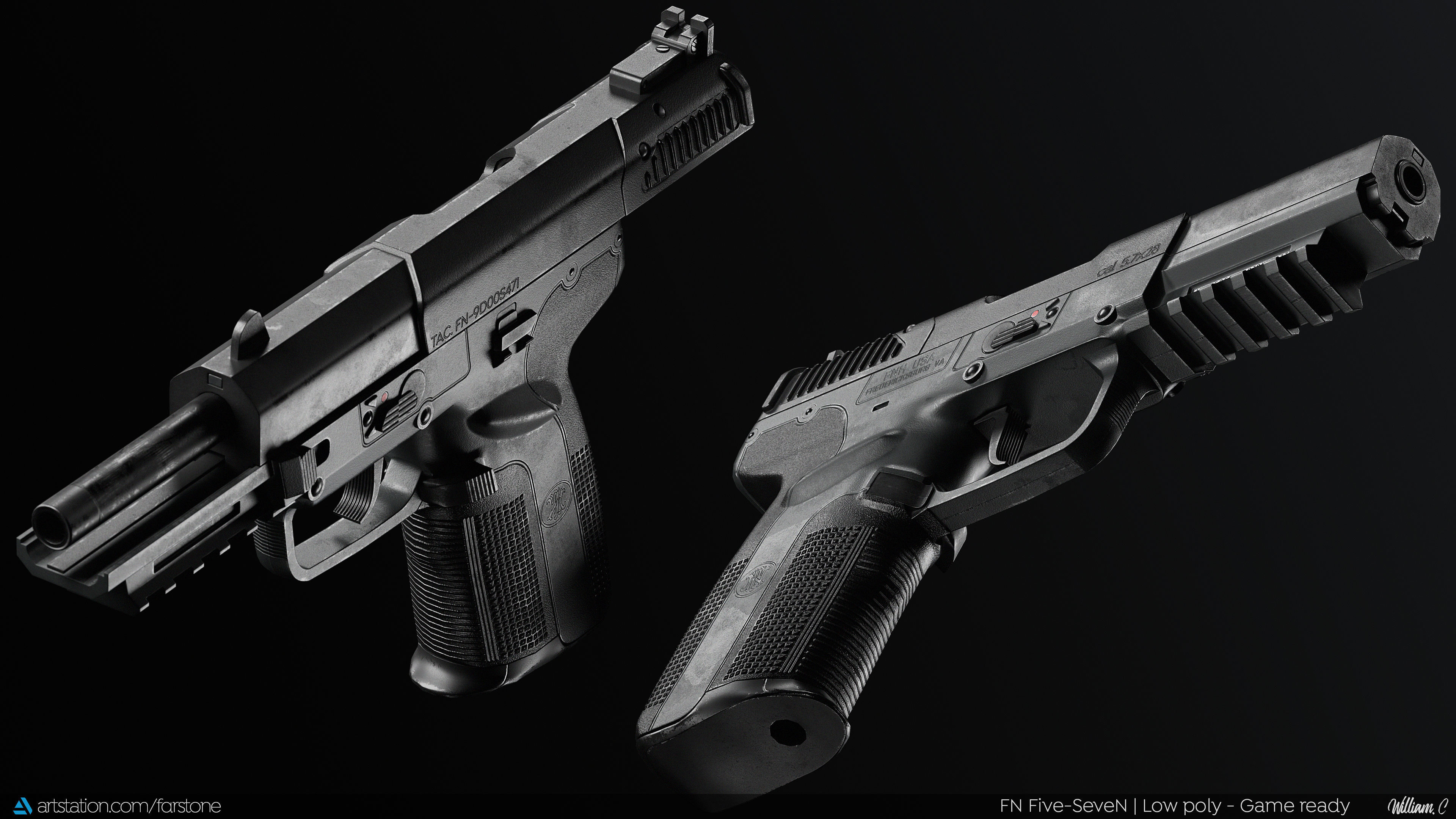 3D model Tactical FN Five Seven - PBR Game Ready VR / AR / low-poly ...