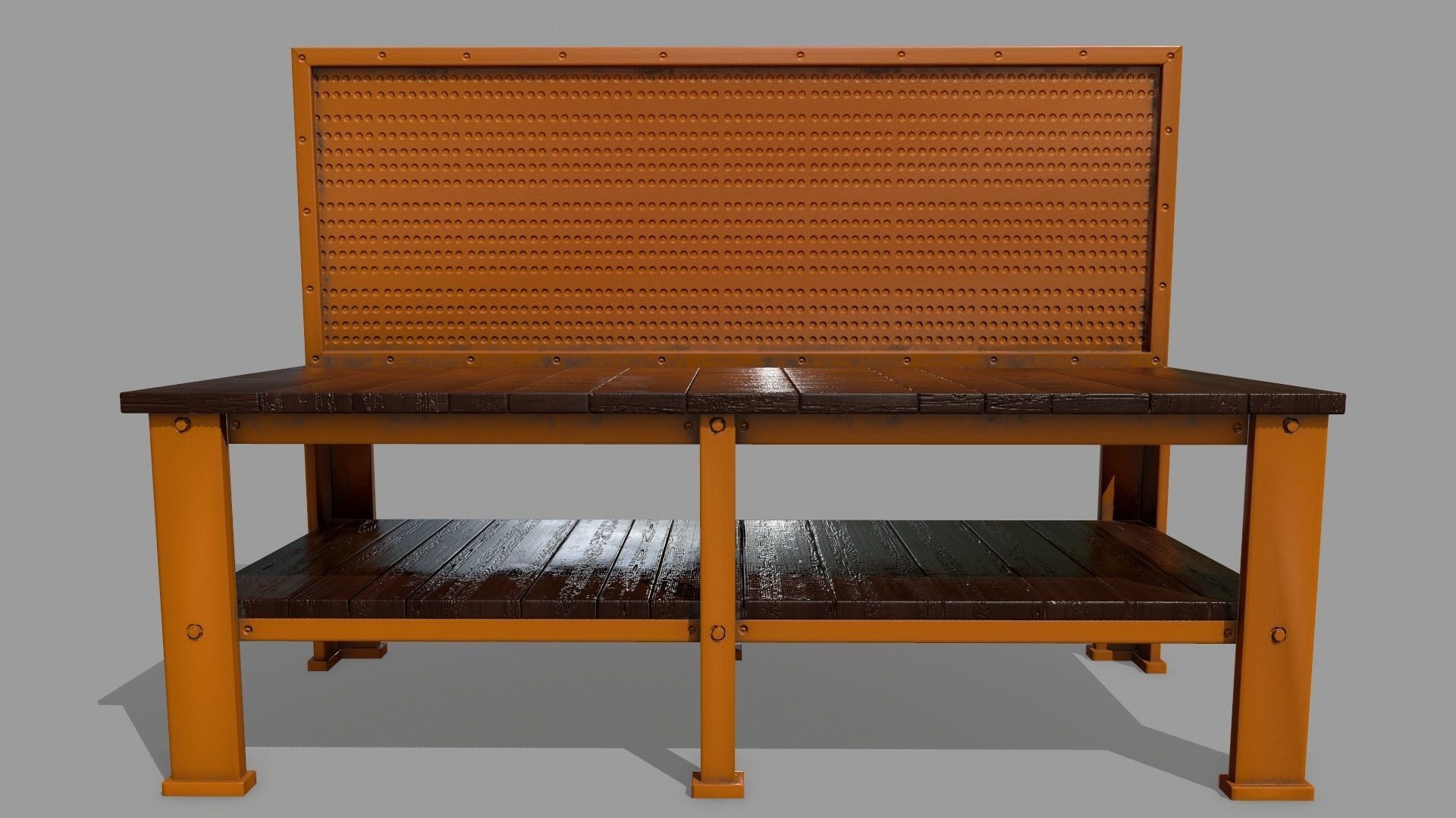 3D model workbench orange bench VR / AR / low-poly | CGTrader