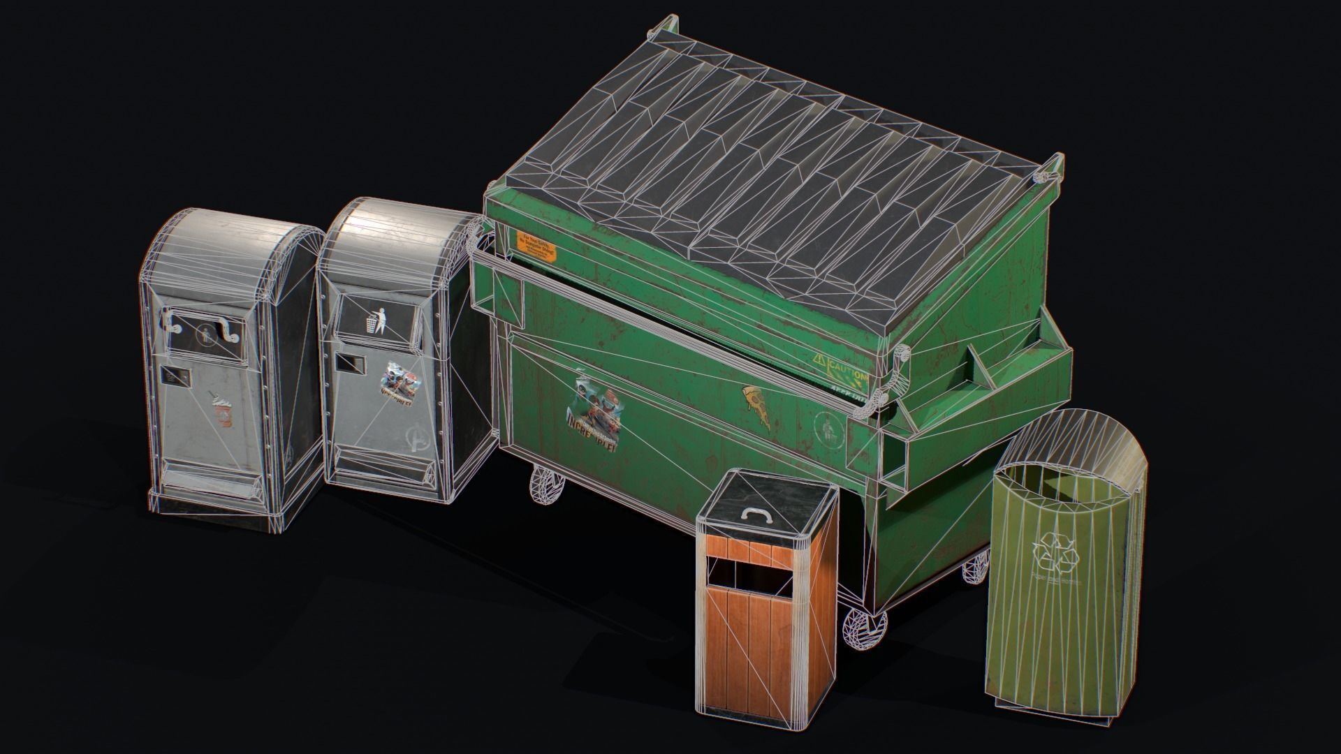 3D model Dustbin and Dumpster VR / AR / low-poly | CGTrader