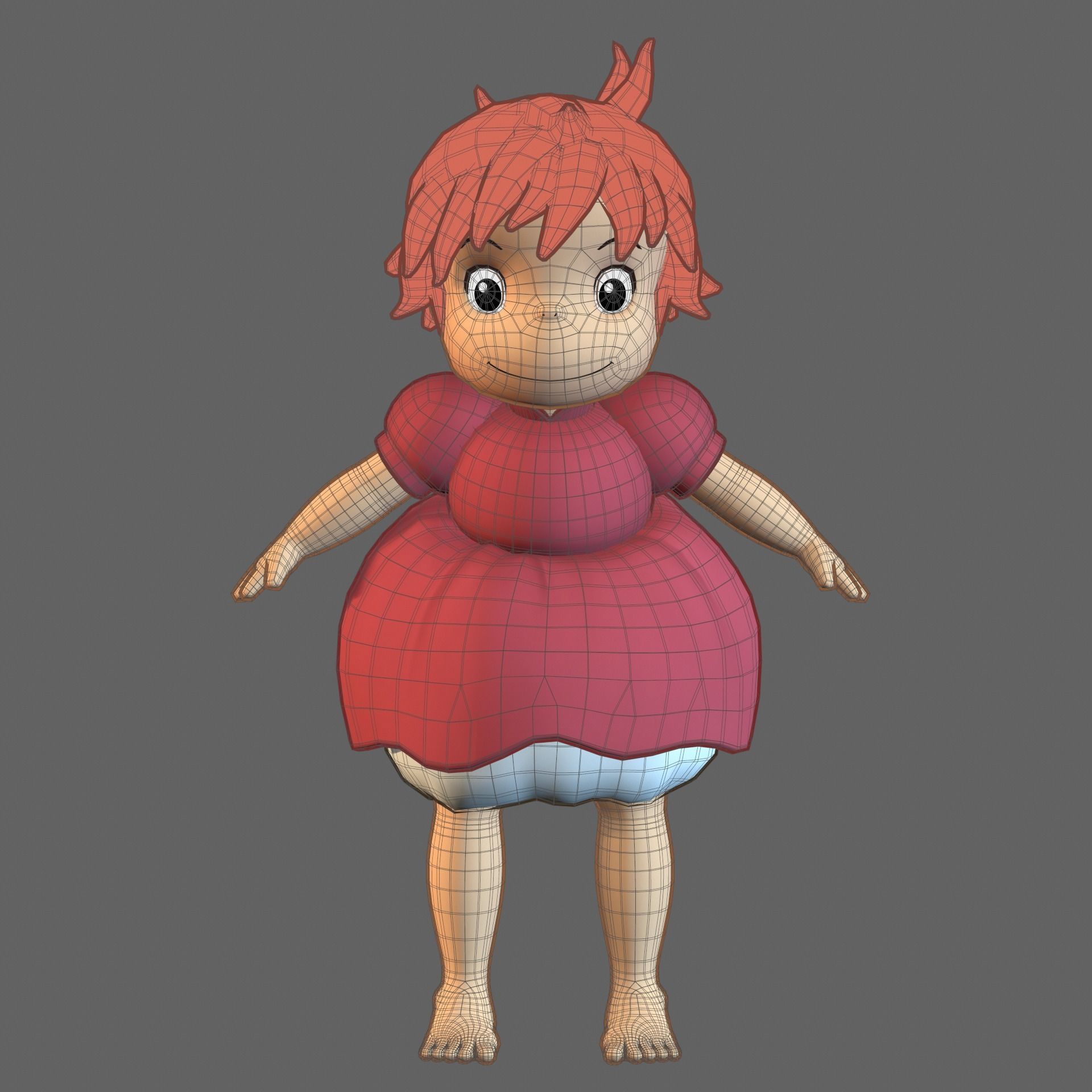 3D model Ponyo 3D model little girl in dress VR / AR / low-poly | CGTrader