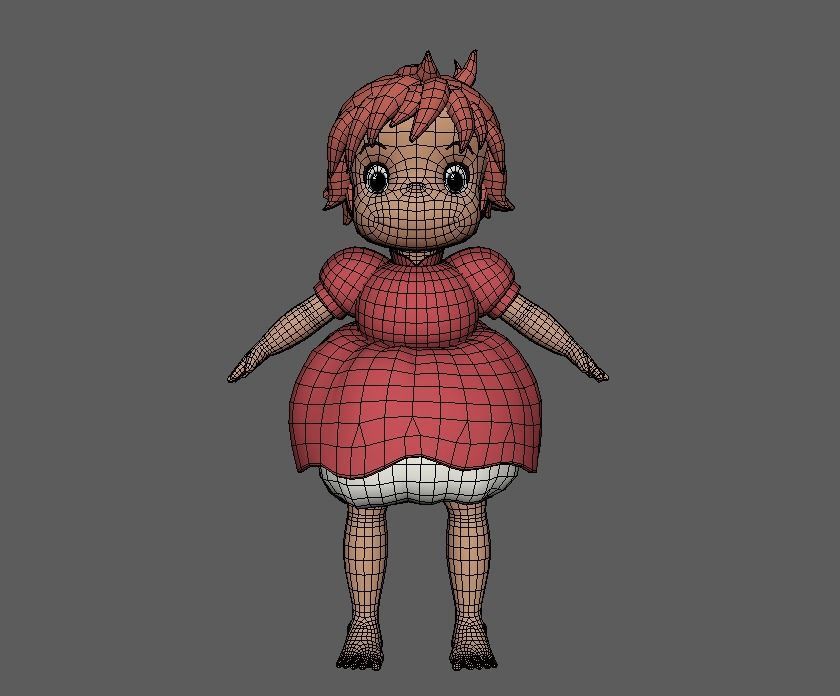 3D model Ponyo 3D model little girl in dress VR / AR / low-poly | CGTrader