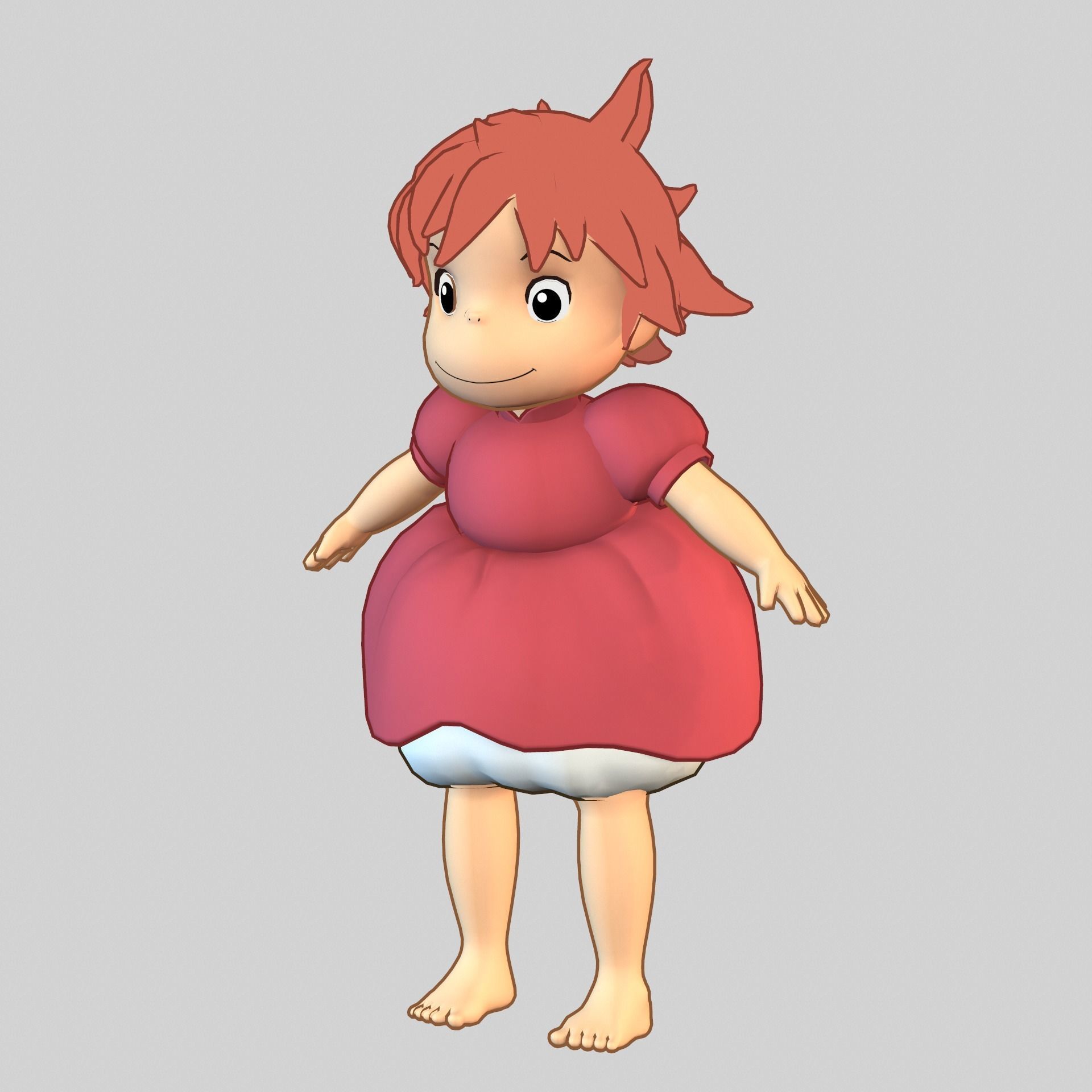 3D model Ponyo 3D model little girl in dress VR / AR / low-poly | CGTrader