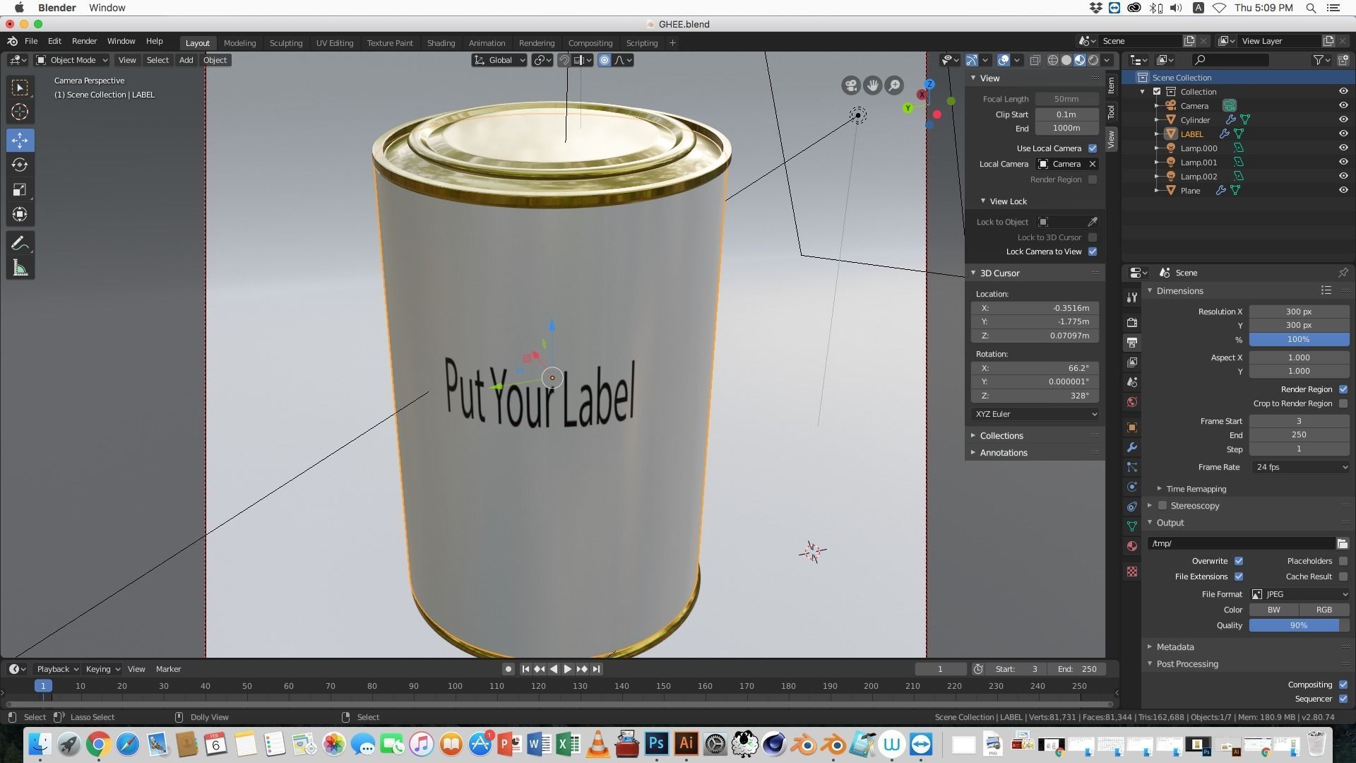 3d Can put your label 3D model | CGTrader