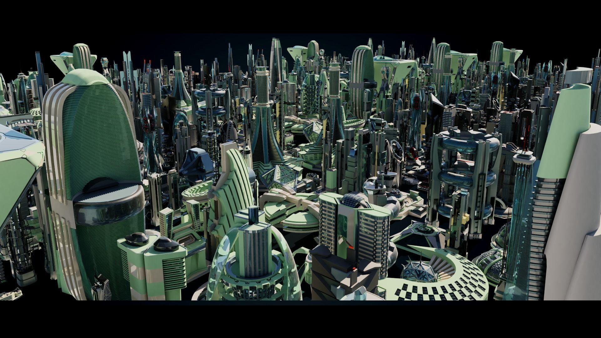 3D Model Collection 355 Stylized Futuristic Buildings VR / AR / low ...