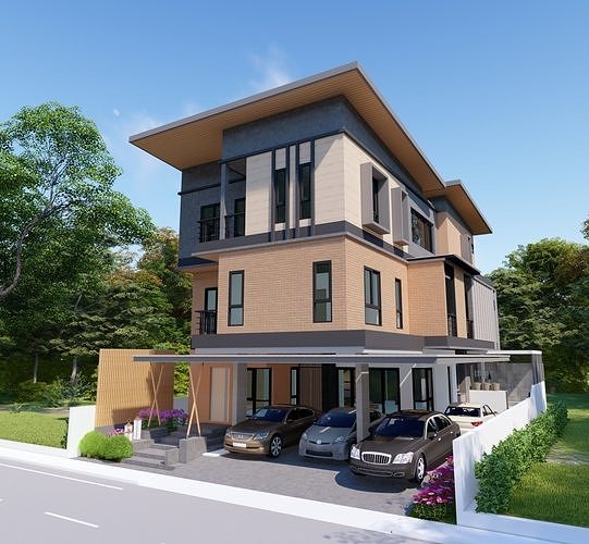 3rd Step Housing For 1 Family with Simple Structure Analysis 3D model ...