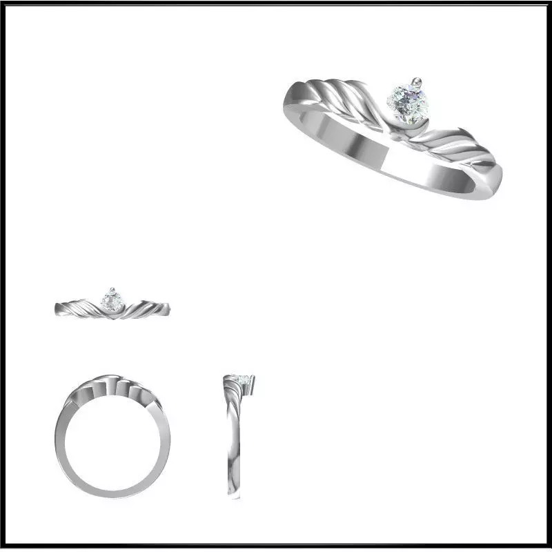 JCD Format Art deco solitaire ring autocad jewelry 3D model 3D ...