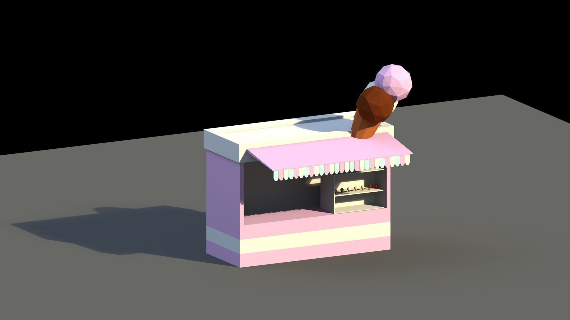 3D model Low Poly Ice Cream Stand VR / AR / low-poly | CGTrader