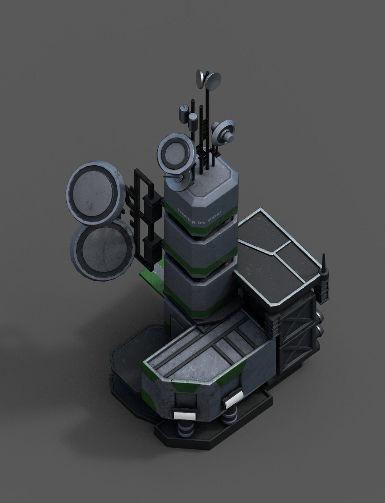 3D model Scifi tower station building exterior skyscraper sci fi VR ...