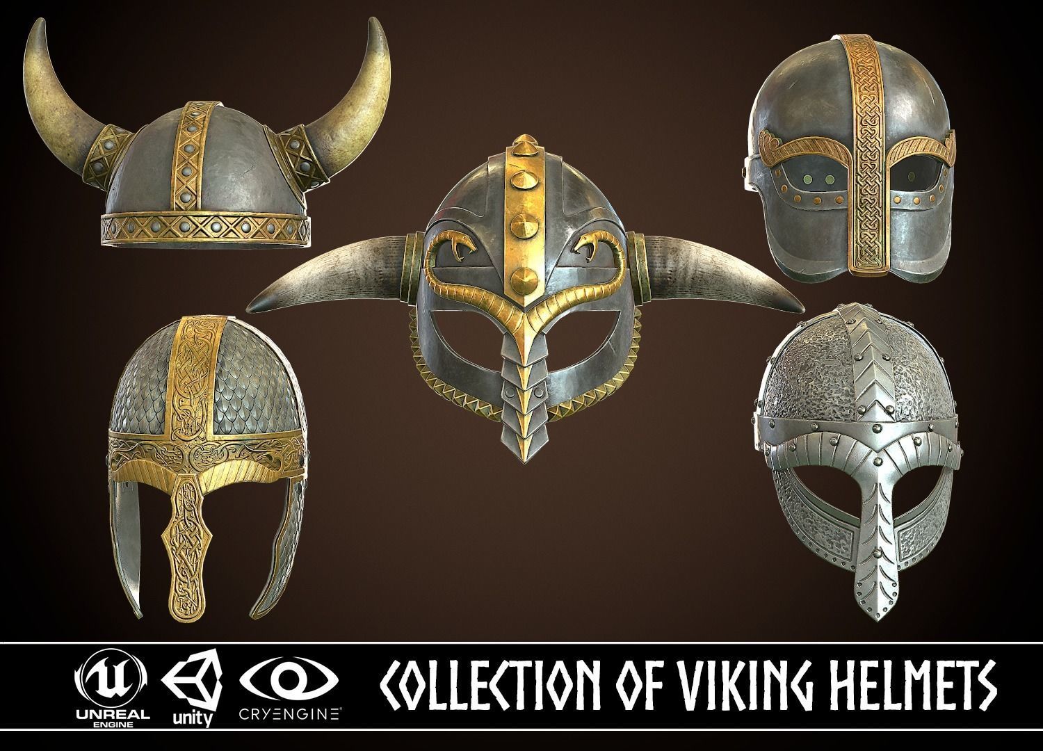 Collection of Viking Helmets VR / AR / low-poly | CGTrader