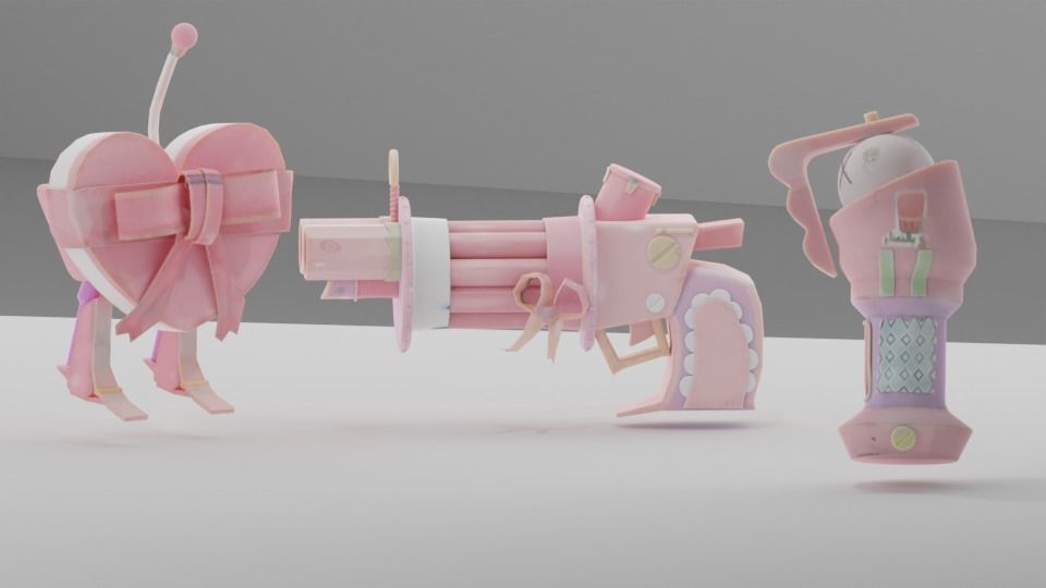 3D model Stylized weapon prop - Girl pink art - VR / AR / low-poly ...