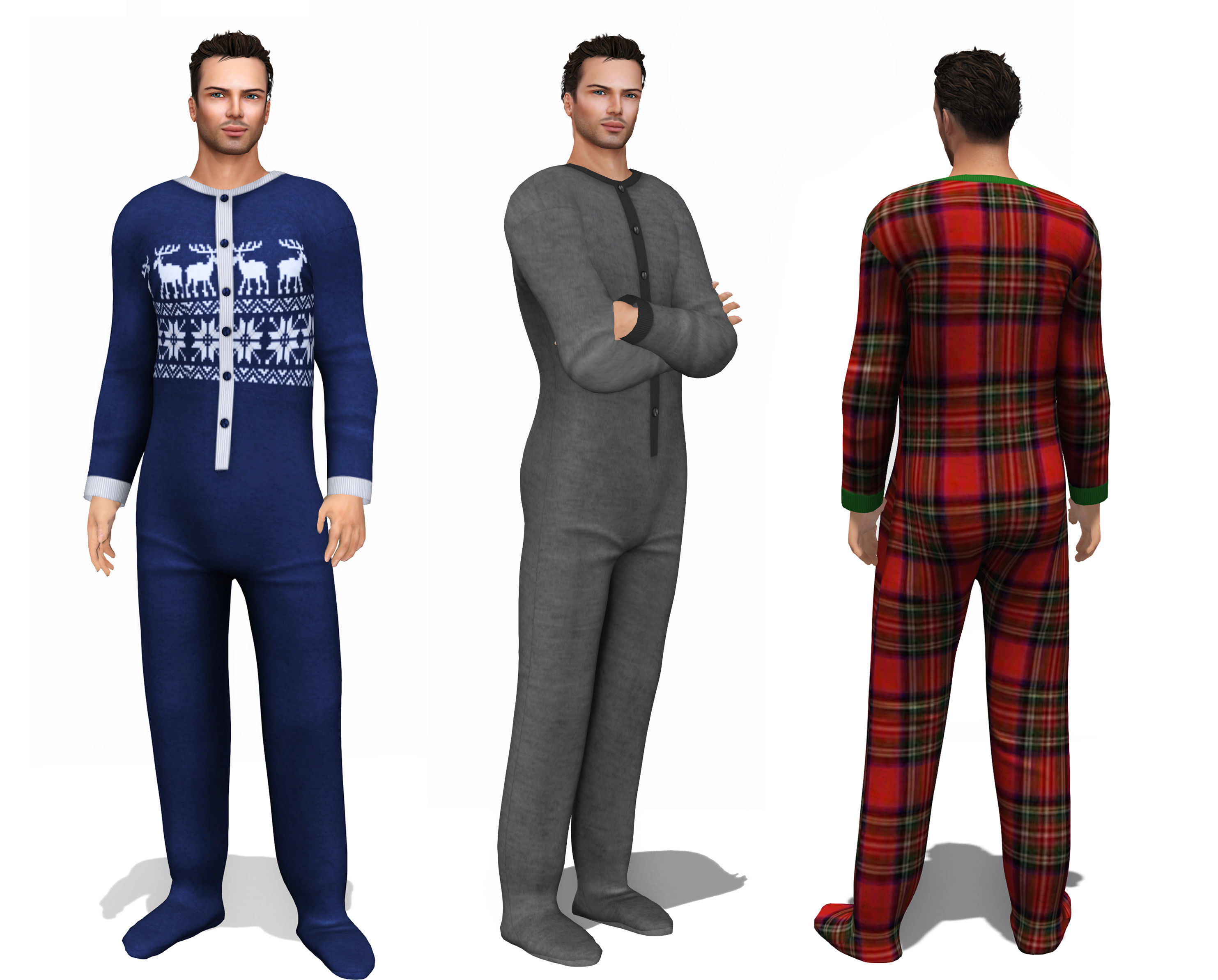 3D model Mens Footed Onesie Loungewear 5 Textures VR / AR / low-poly ...