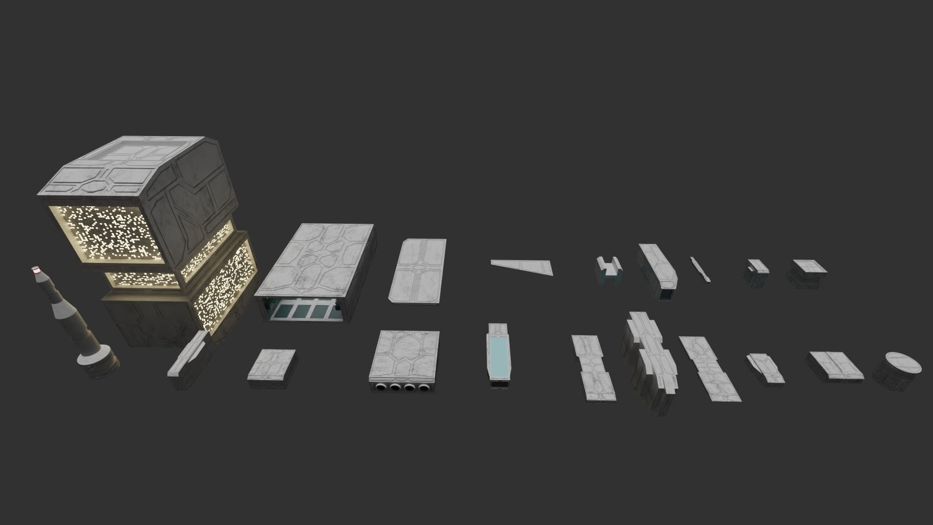 Scifi KitBash with Textures free VR / AR / low-poly 3D model | CGTrader