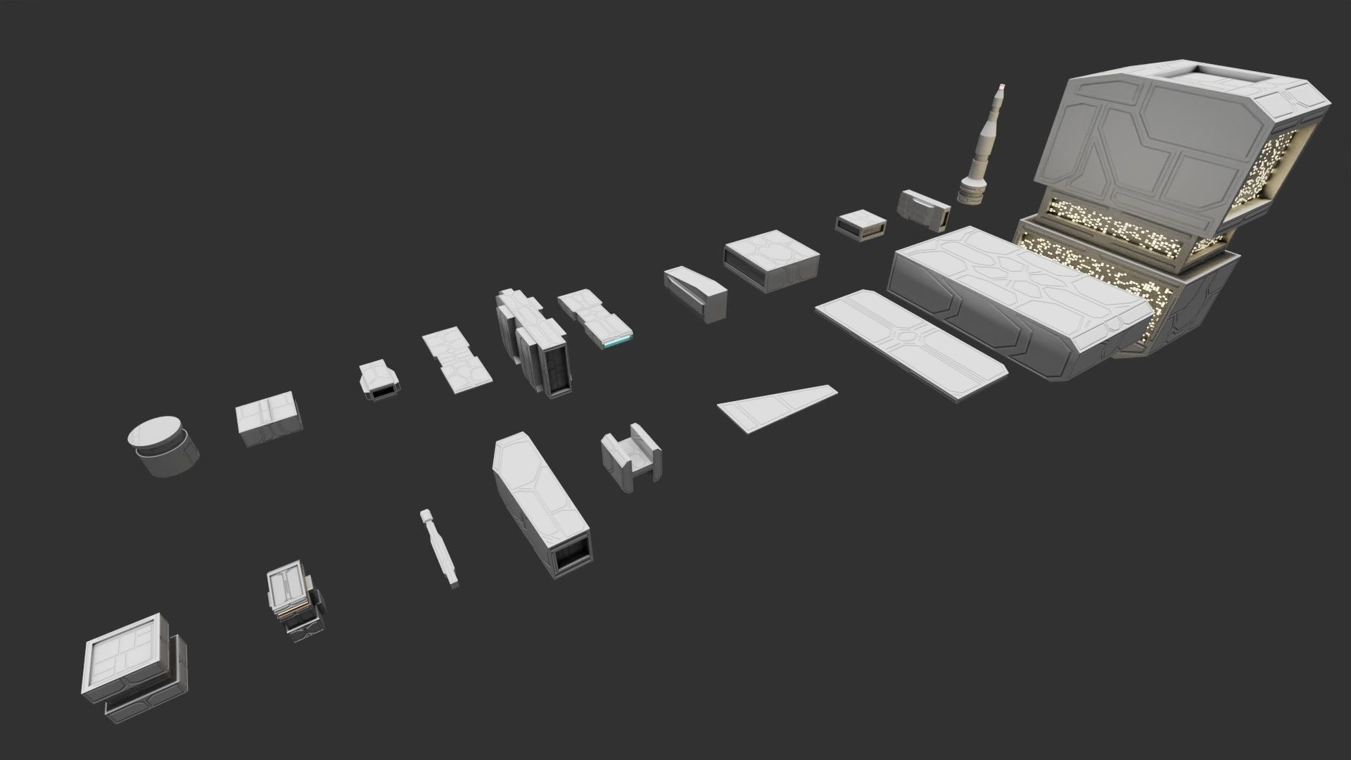 Scifi KitBash with Textures free VR / AR / low-poly 3D model | CGTrader