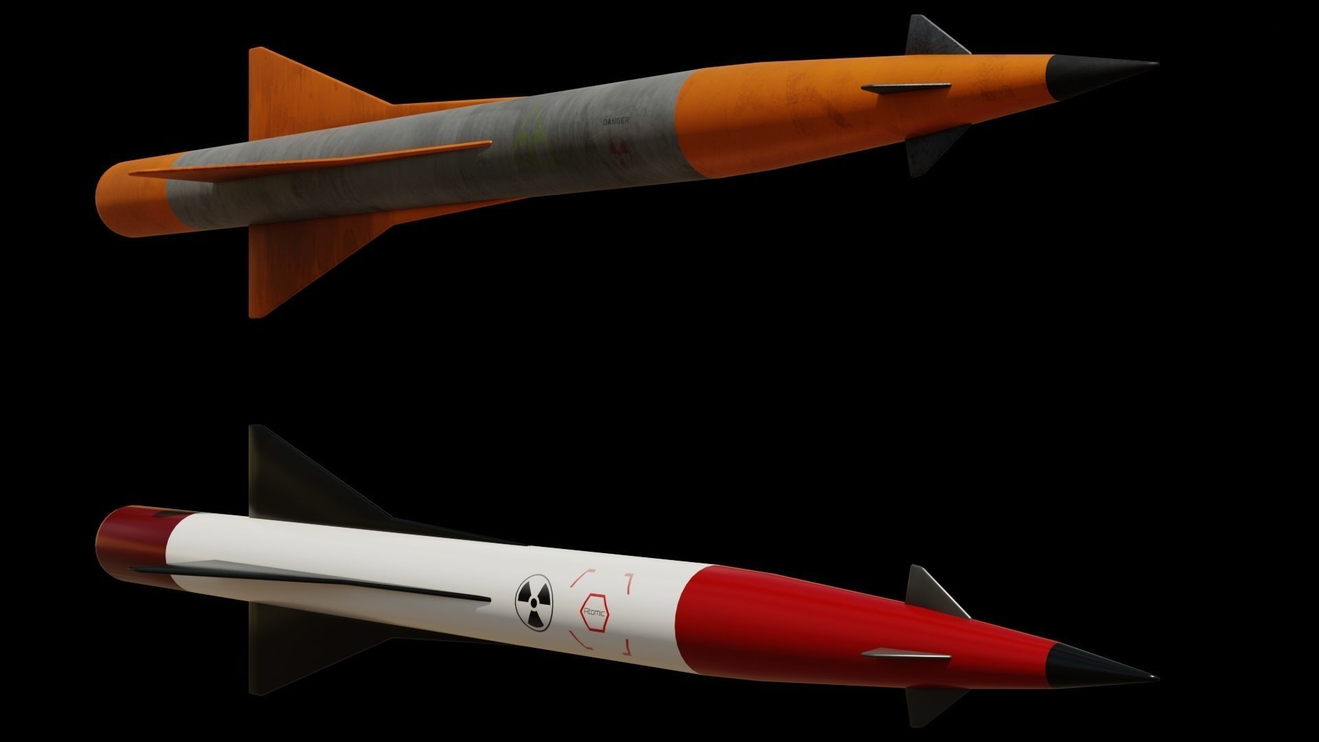 3D model Missile pack 2 models complete textures and materials Low-poly ...