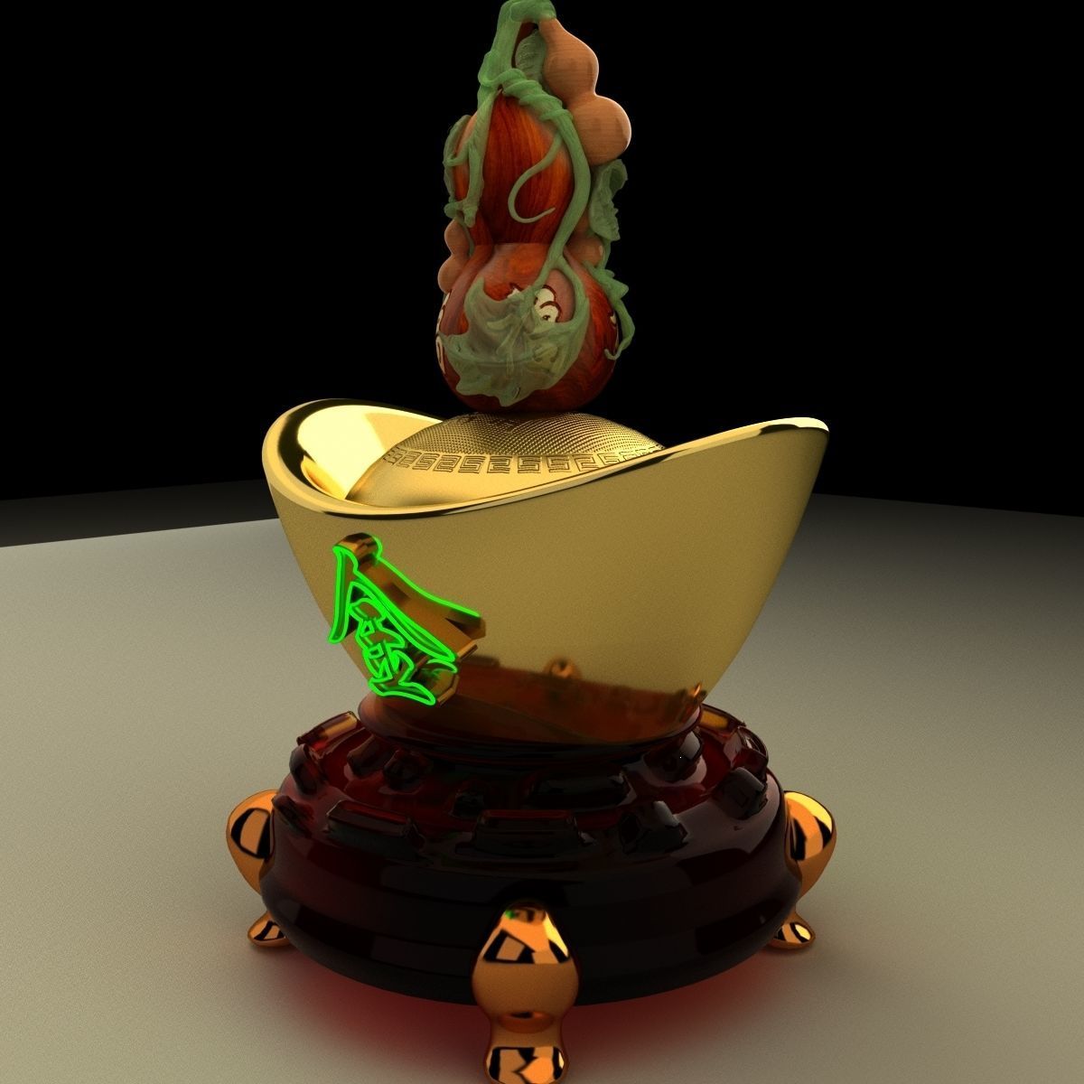 Chinese gold ingot 3D model | CGTrader