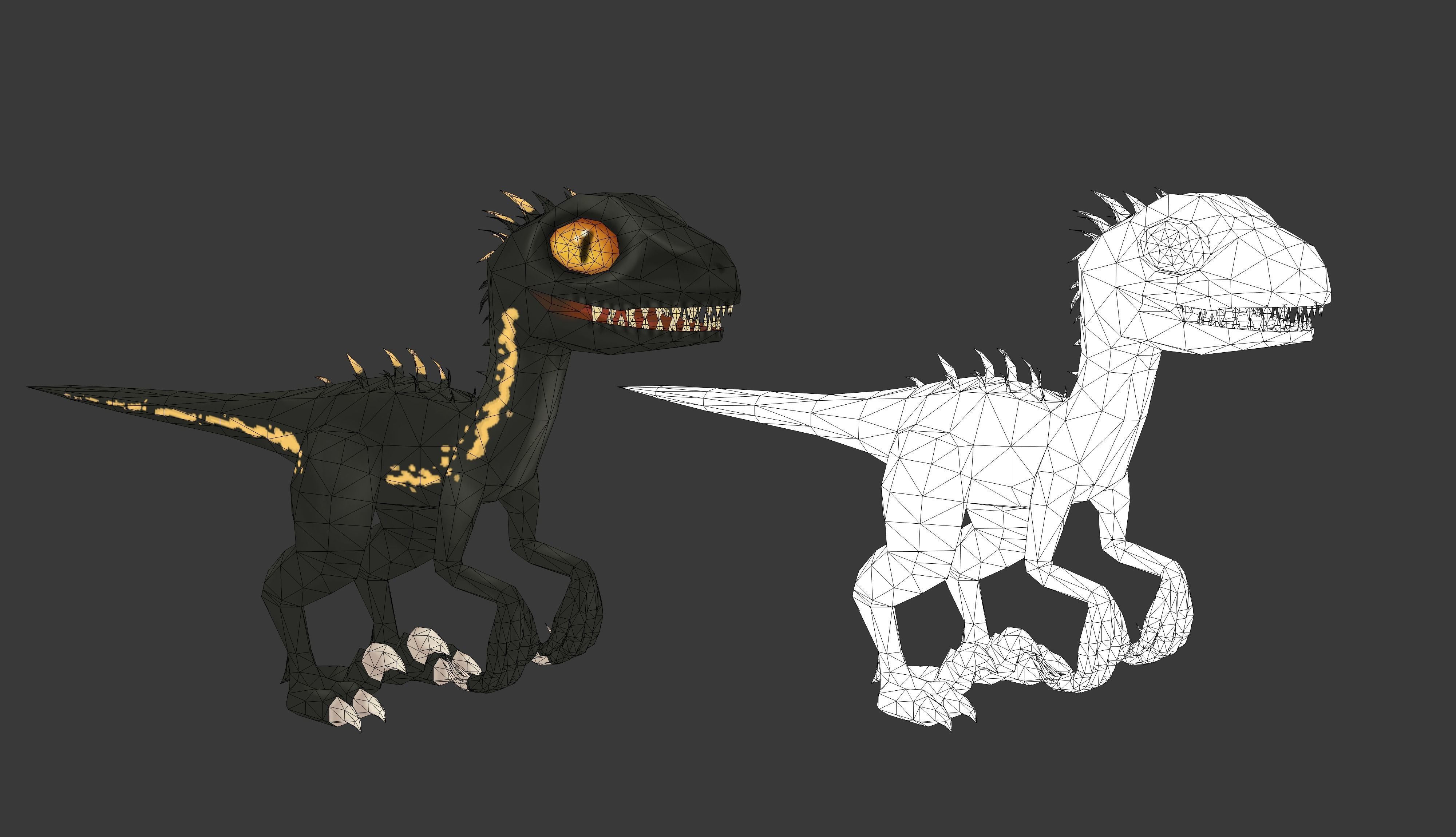 3D model Low Poly IndoRaptor Animated VR / AR / low-poly | CGTrader