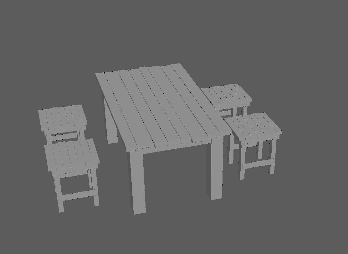 3D model Old Table and Chairs VR / AR / low-poly | CGTrader