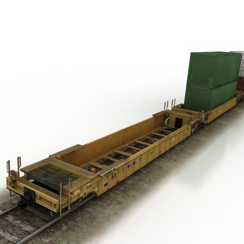 3D model Double Stack Shipping Container Train Set SD70M VR / AR / low ...