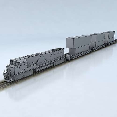 Double Stack Shipping Container Train Set ... 3D Model Game ready .max ...