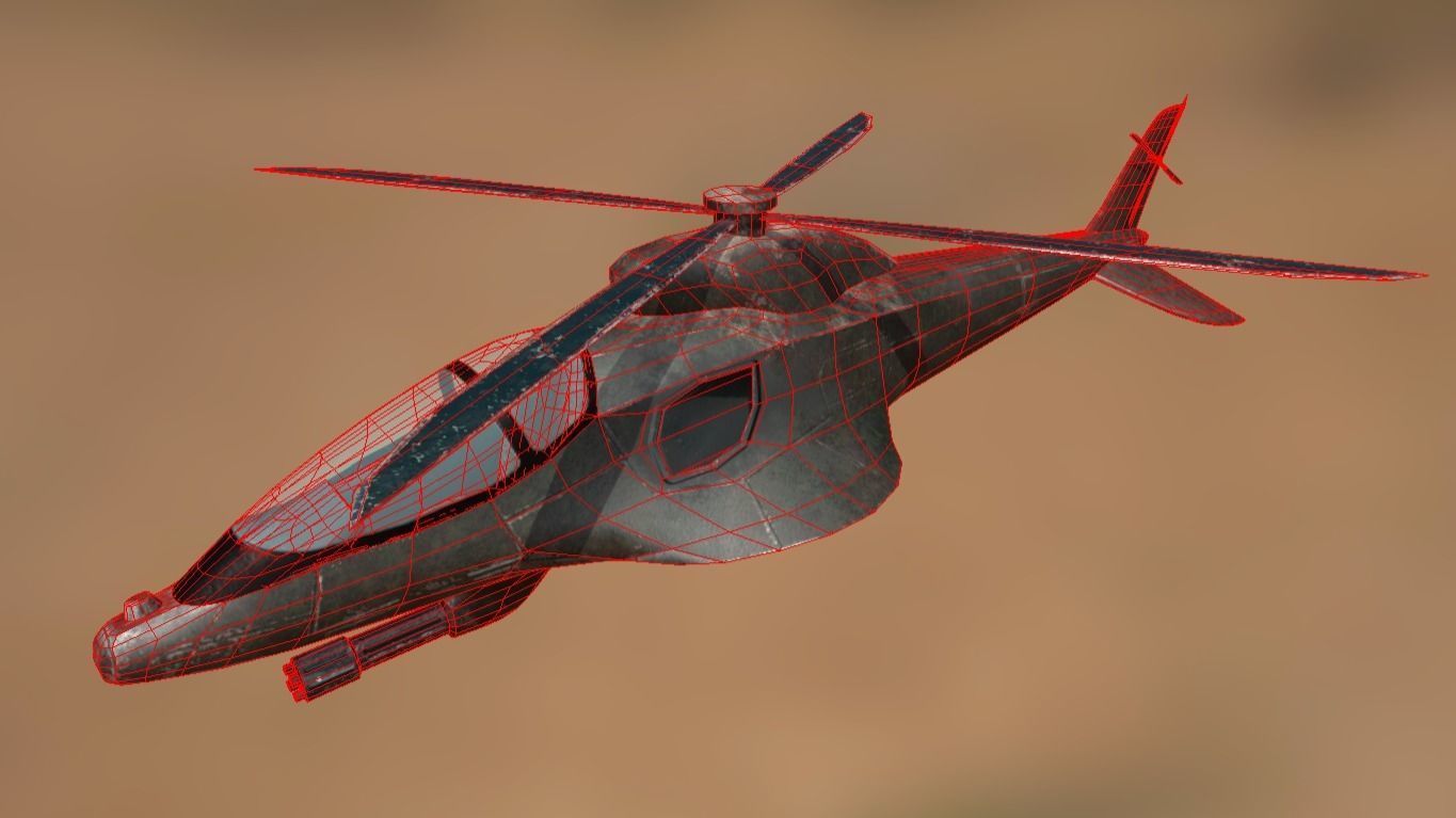 3D model Attack Helicopter LHX VR / AR / low-poly rigged animated ...