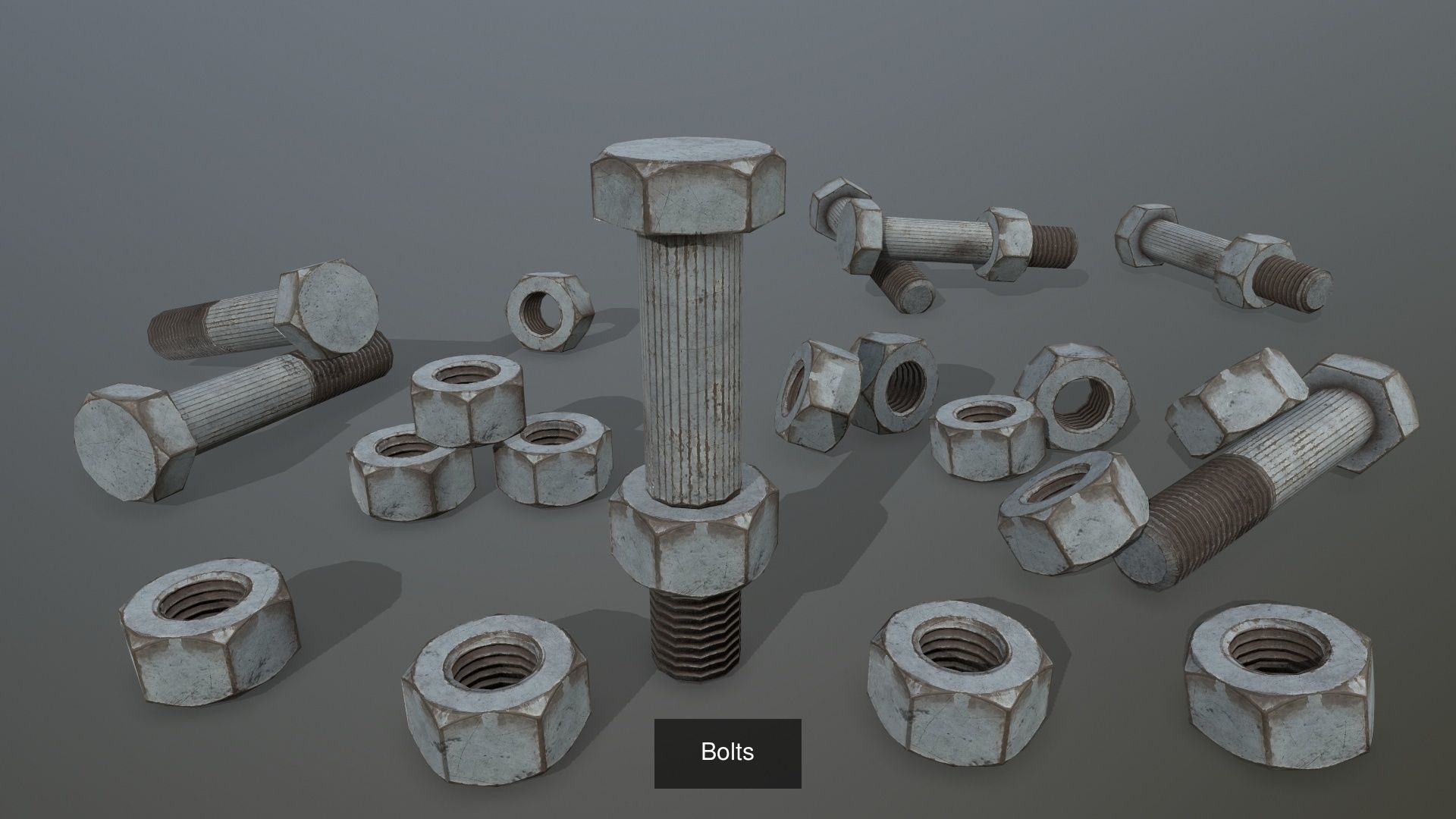 Bolts collection bolt and nut VR / AR / low-poly | CGTrader