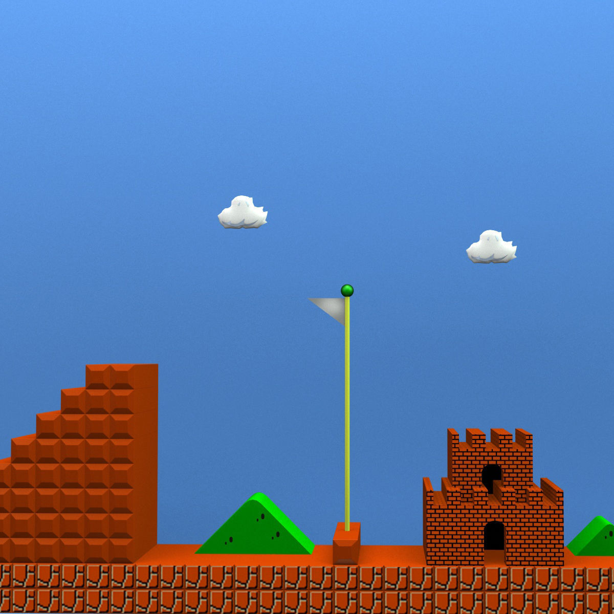 3D model Super Mario Bros Goal Pole Flag | CGTrader