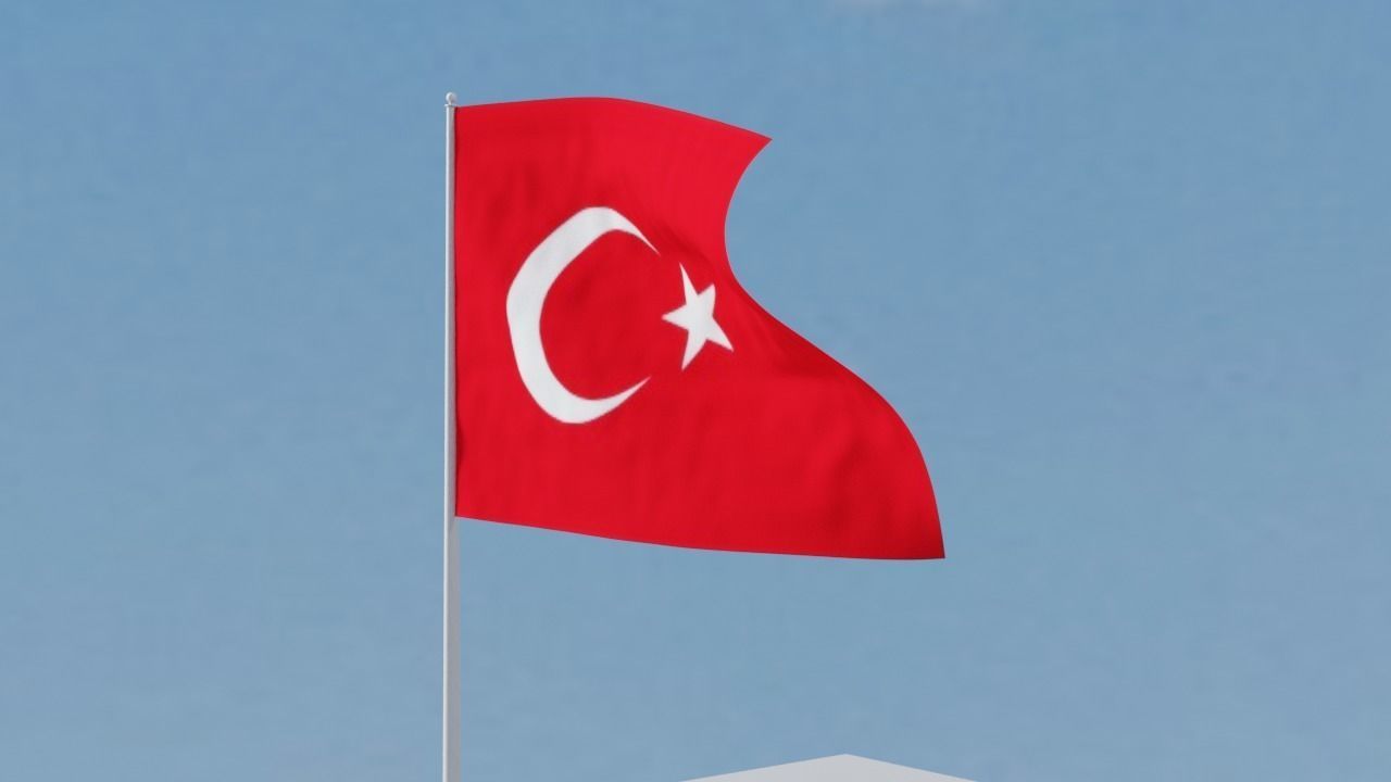 Animated Turkish Flag free 3D model animated | CGTrader