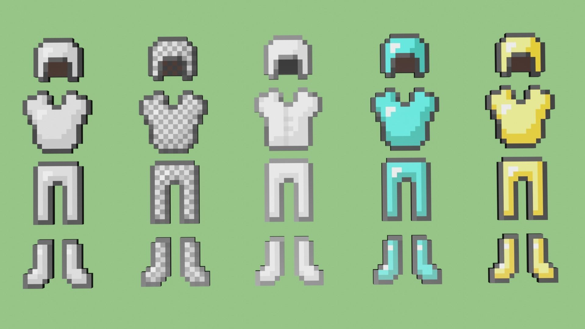 3D model Set of low-poly warrior items from Minecraft VR / AR / low ...