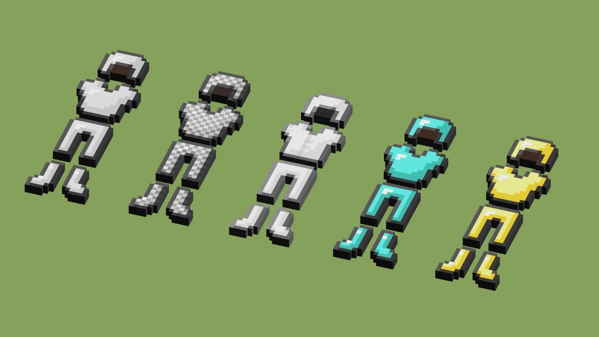 3D model Set of low-poly warrior items from Minecraft VR / AR / low ...