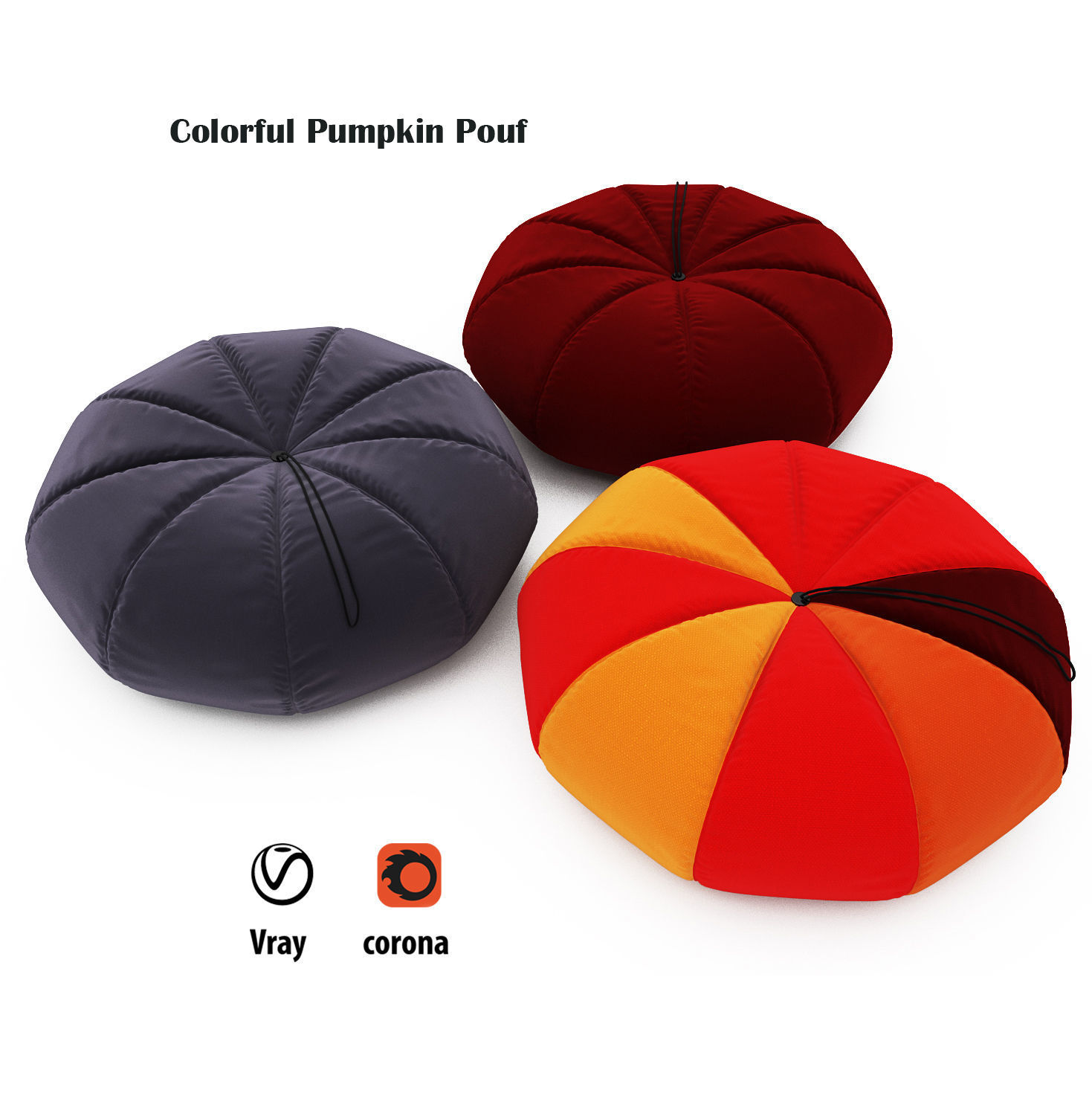 Colorful Pumpkin Pouf 3D model | CGTrader