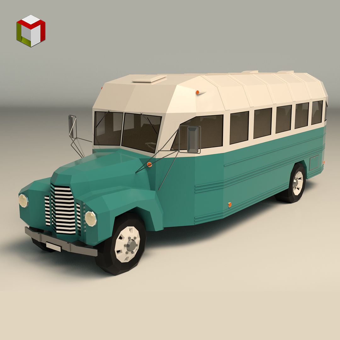 3D model Low Poly Vintage Bus 01 VR / AR / low-poly | CGTrader