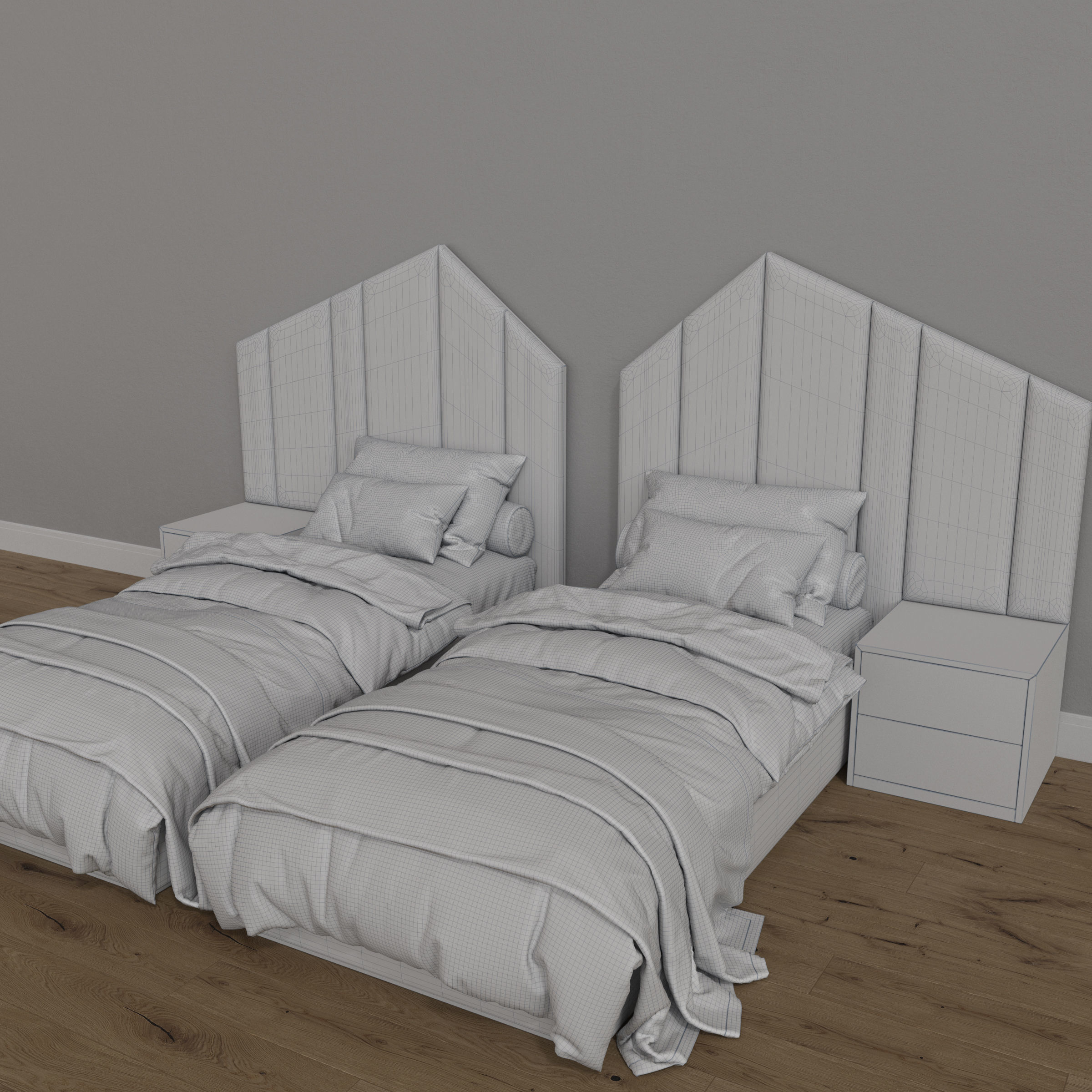 Single Beds 01 GIRLS and BOY 3D model | CGTrader