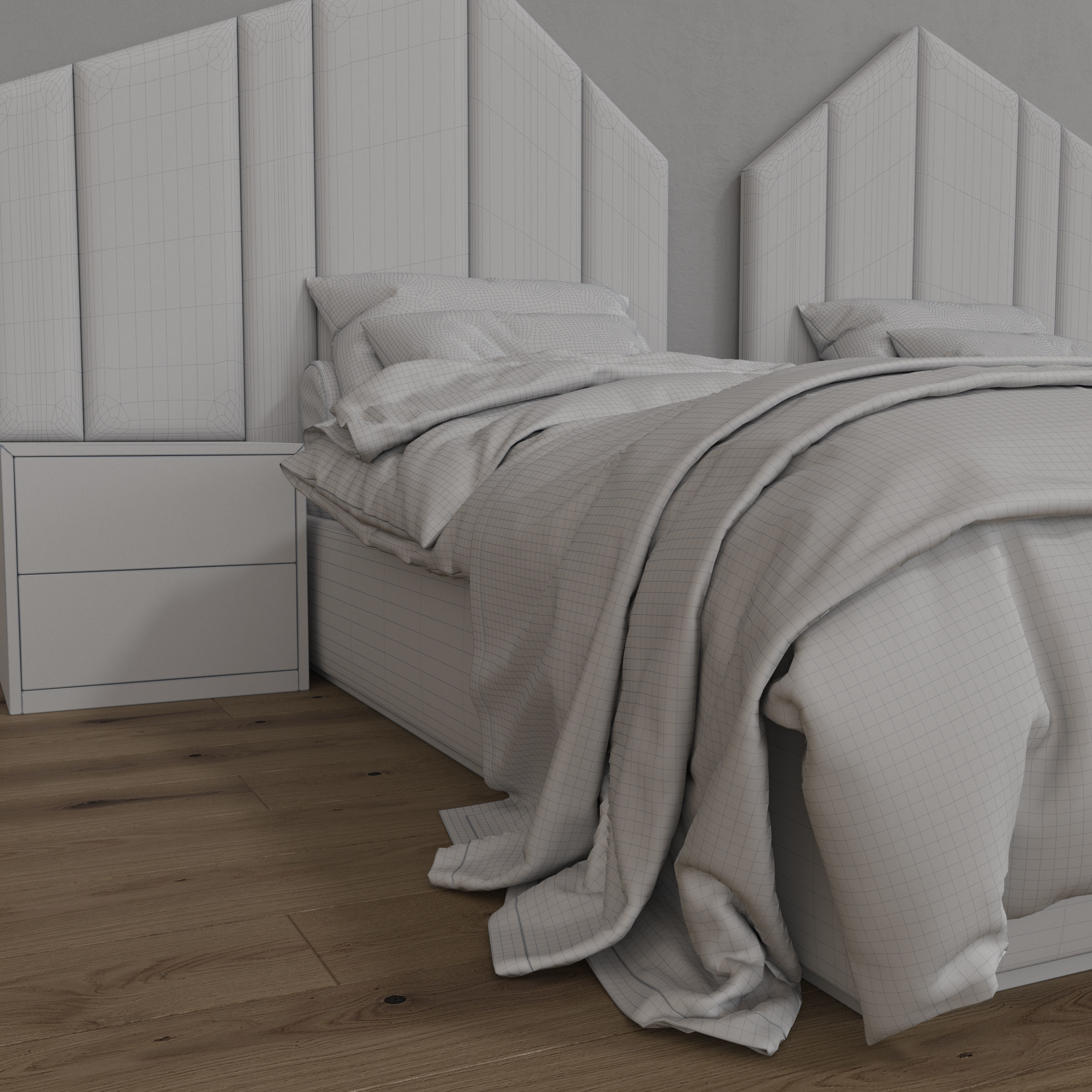 Single Beds 01 GIRLS and BOY 3D model | CGTrader