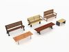 3D model low-poly 3D model benches set of wooden VR / AR / low-poly ...