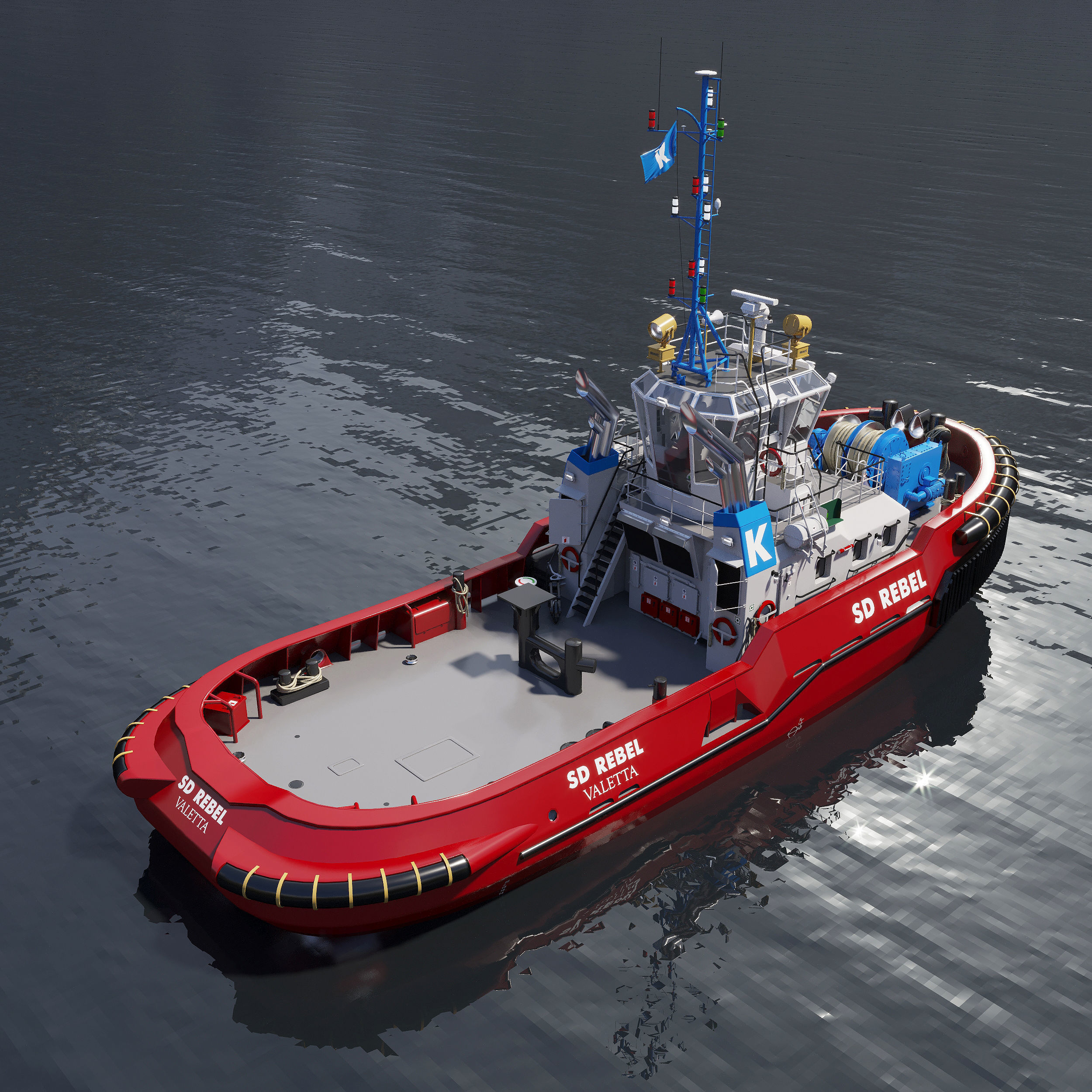 Tugboat red 3D model | CGTrader