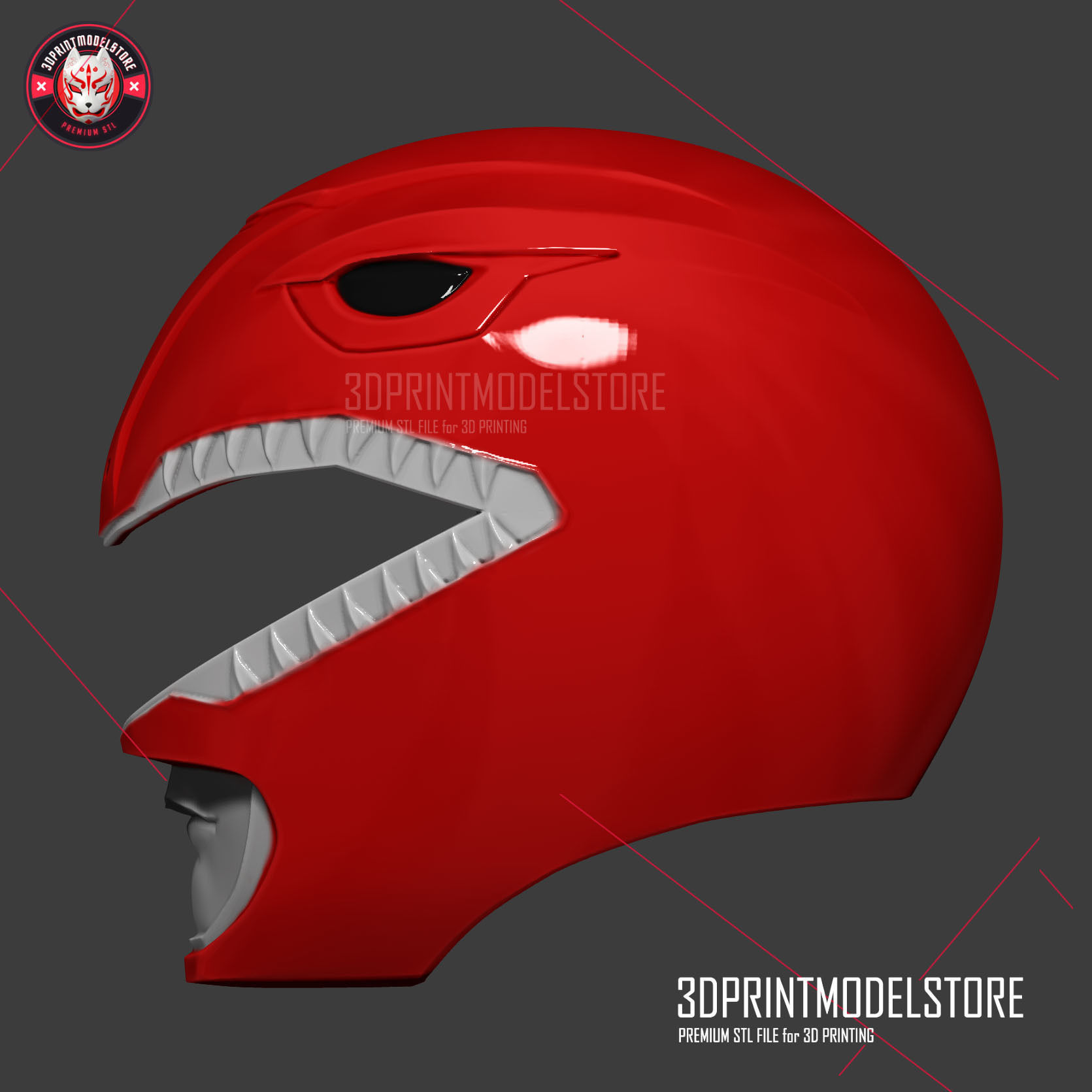 Red Ranger Mighty Morphin Power Ranger Helmet Cosplay STL File 3D model ...