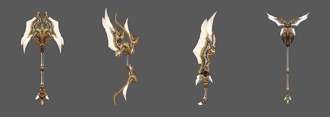 3D model Fantasy MMO RPG Weapons Pack 01 VR / AR / low-poly | CGTrader