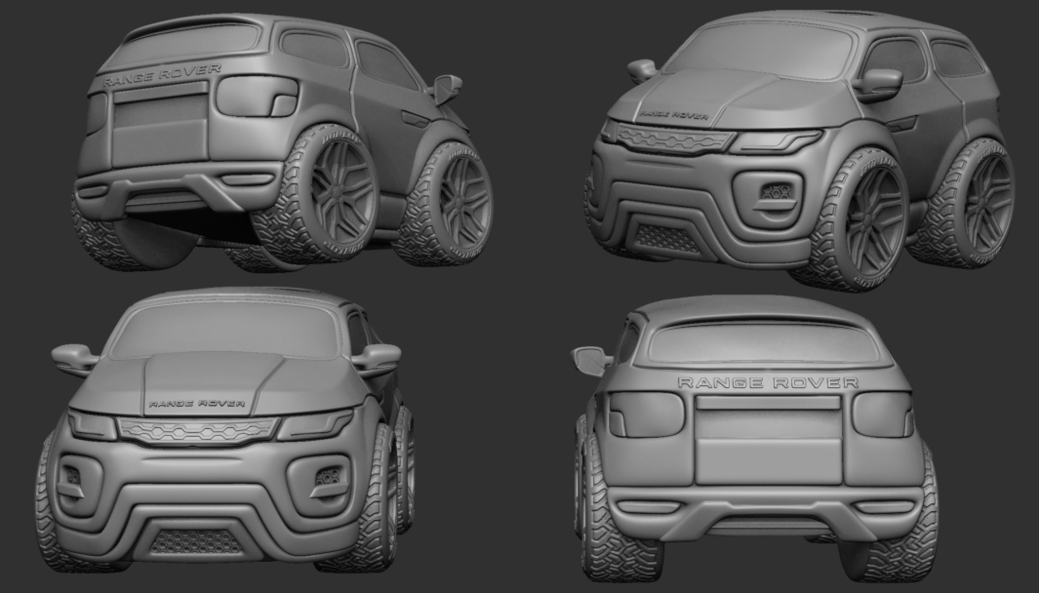 Cute Stylized Range Rover Car 4WD - 3D print ready - 2