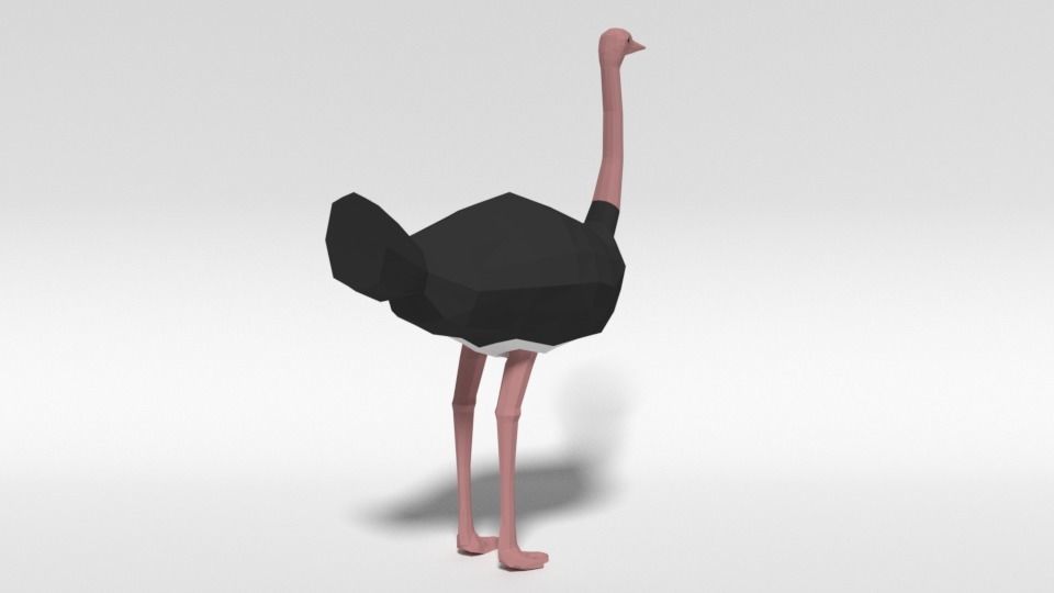 3D model Low Poly Cartoon Ostrich VR / AR / low-poly | CGTrader