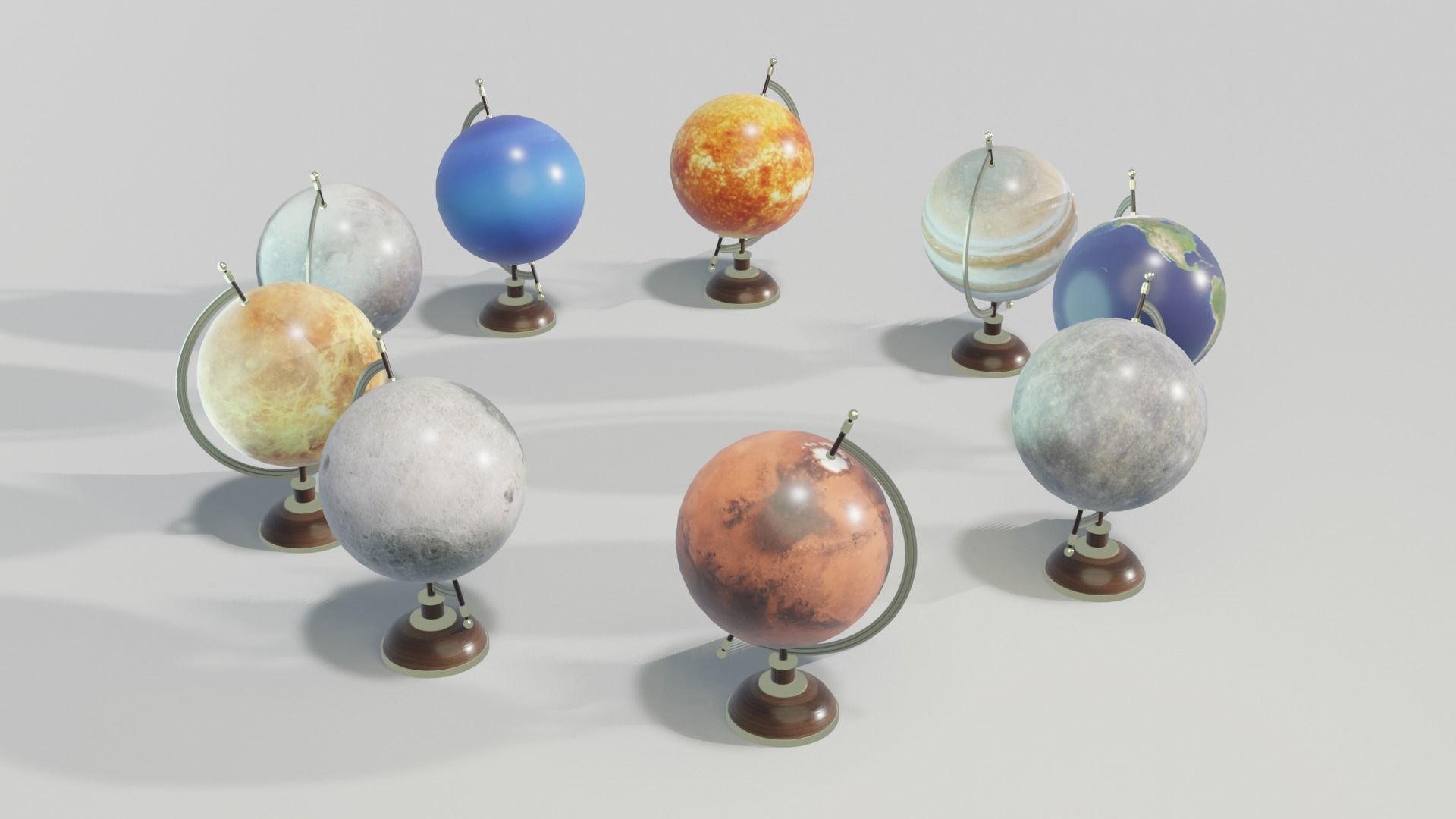 3D model Solar System Planets Globes 3D Model VR / AR / low-poly | CGTrader